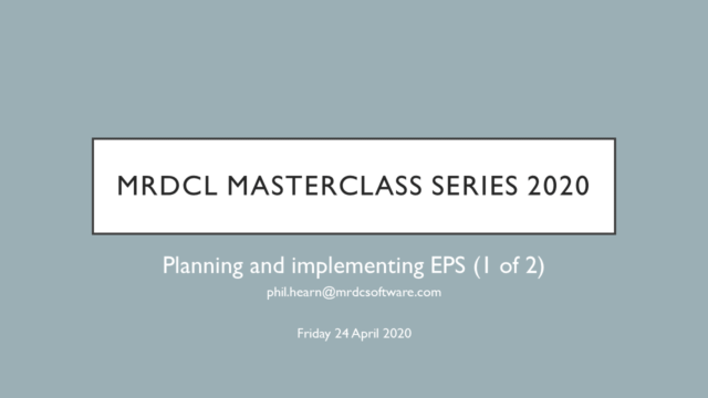 MRDCL Masterclass - Planning and implementing EPS part 1 of 2 - MRDCL ...